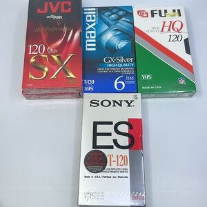 Media | Sealed Blank Vhs Tape T12 High Quality Lot Of 4 Jvc Maxell Fuji ...